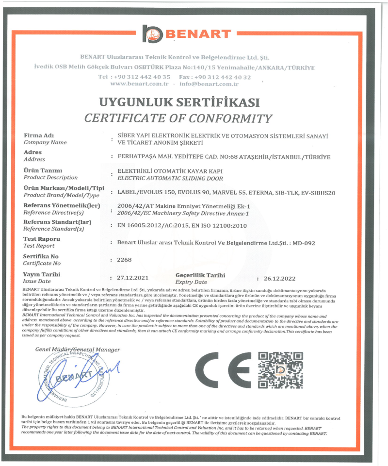 Certifications | Siber Yapı